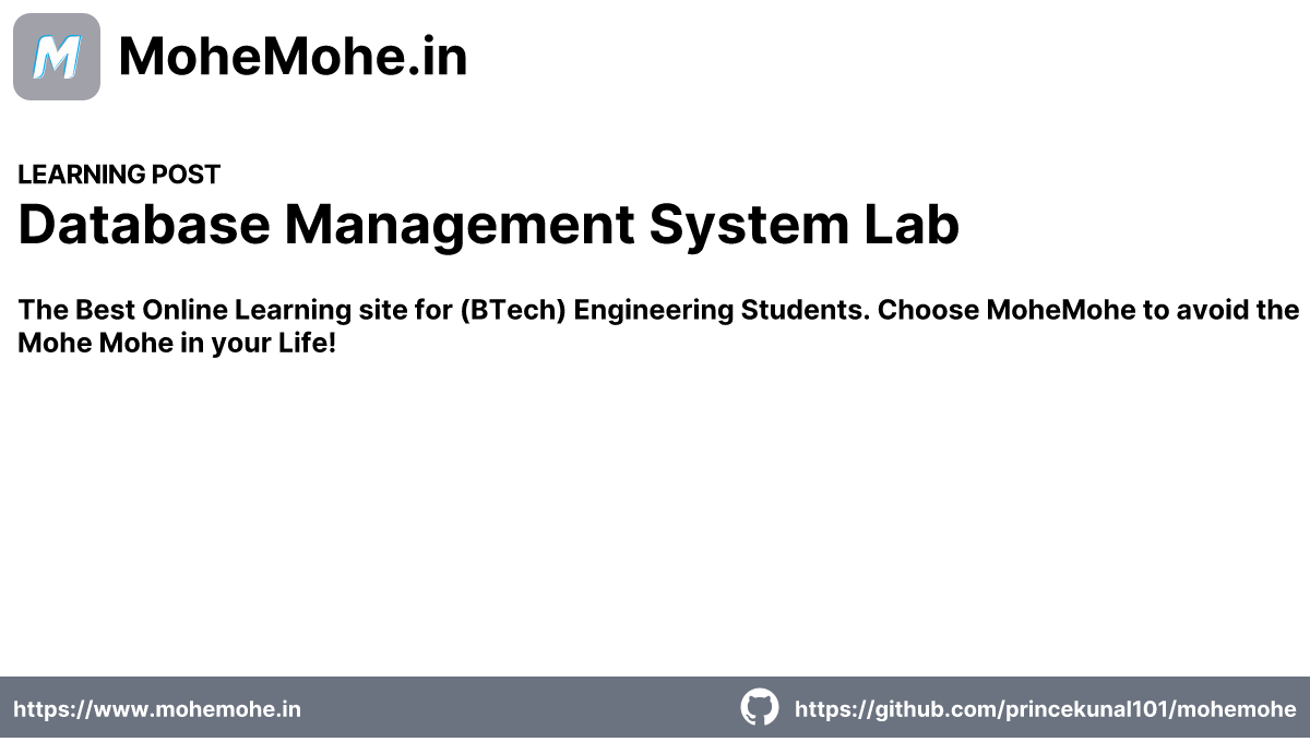 Database Management System Lab - MoheMohe.in