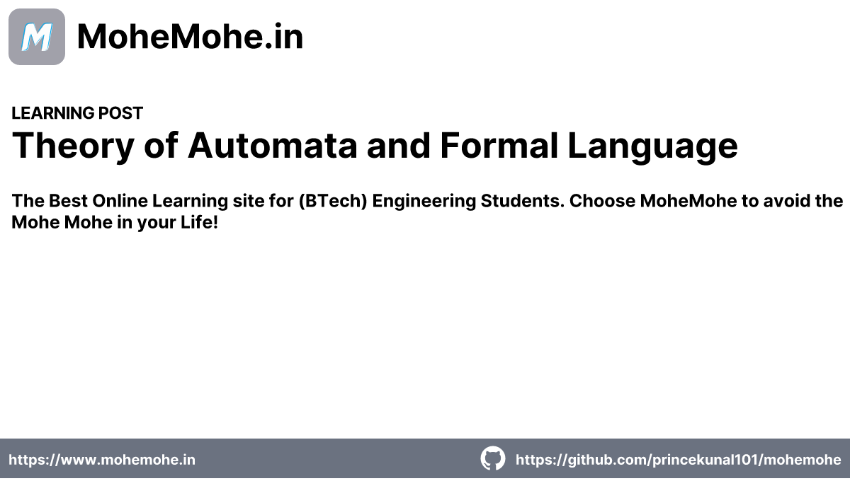 Theory of Automata and Formal Language - mohemohe.in